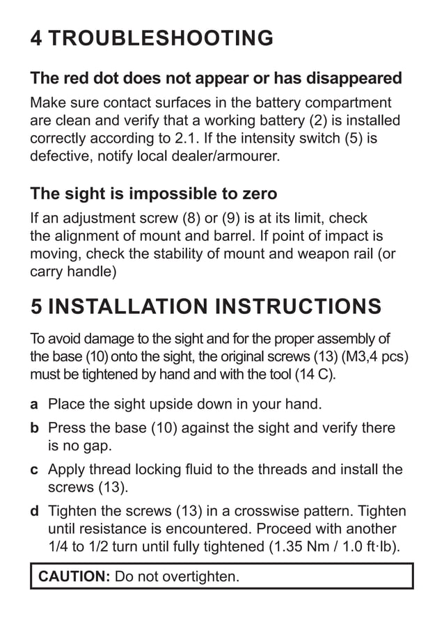 Instruction manual | Aimpoint CompM5s | Optics Trade | PDF
