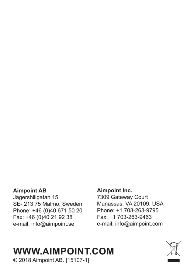 Instruction manual | Aimpoint CompM5s | Optics Trade | PDF