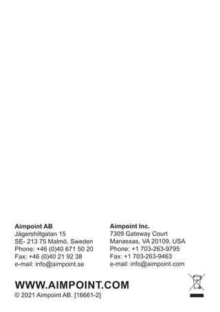 Product Sheet | Aimpoint Duty RDS | Optics Trade | PDF | Arms ...