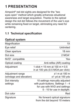 Instruction Manual | Aimpoint Duty RDS | Optics Trade | PDF
