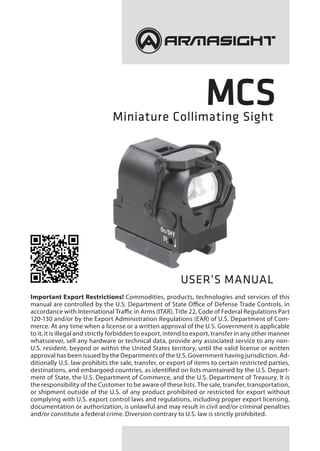 Instruction Manual ARMASIGHT Collimating Sight MCS | Optics Trade | PDF ...