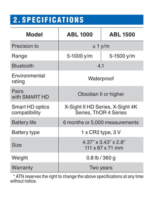 Instruction Manual | ATN ABL Laser Rangefinder | Optics Trade | PDF