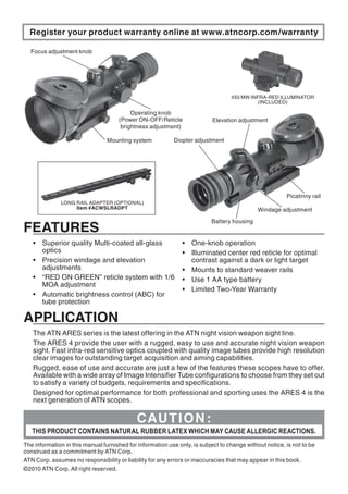 Instruction Manual ATN ARES 4 Series Weapon Sights | Optics Trade | PDF