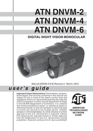 Instruction Manual ATN DNVM Series NV Monocular | Optics Trade | PDF