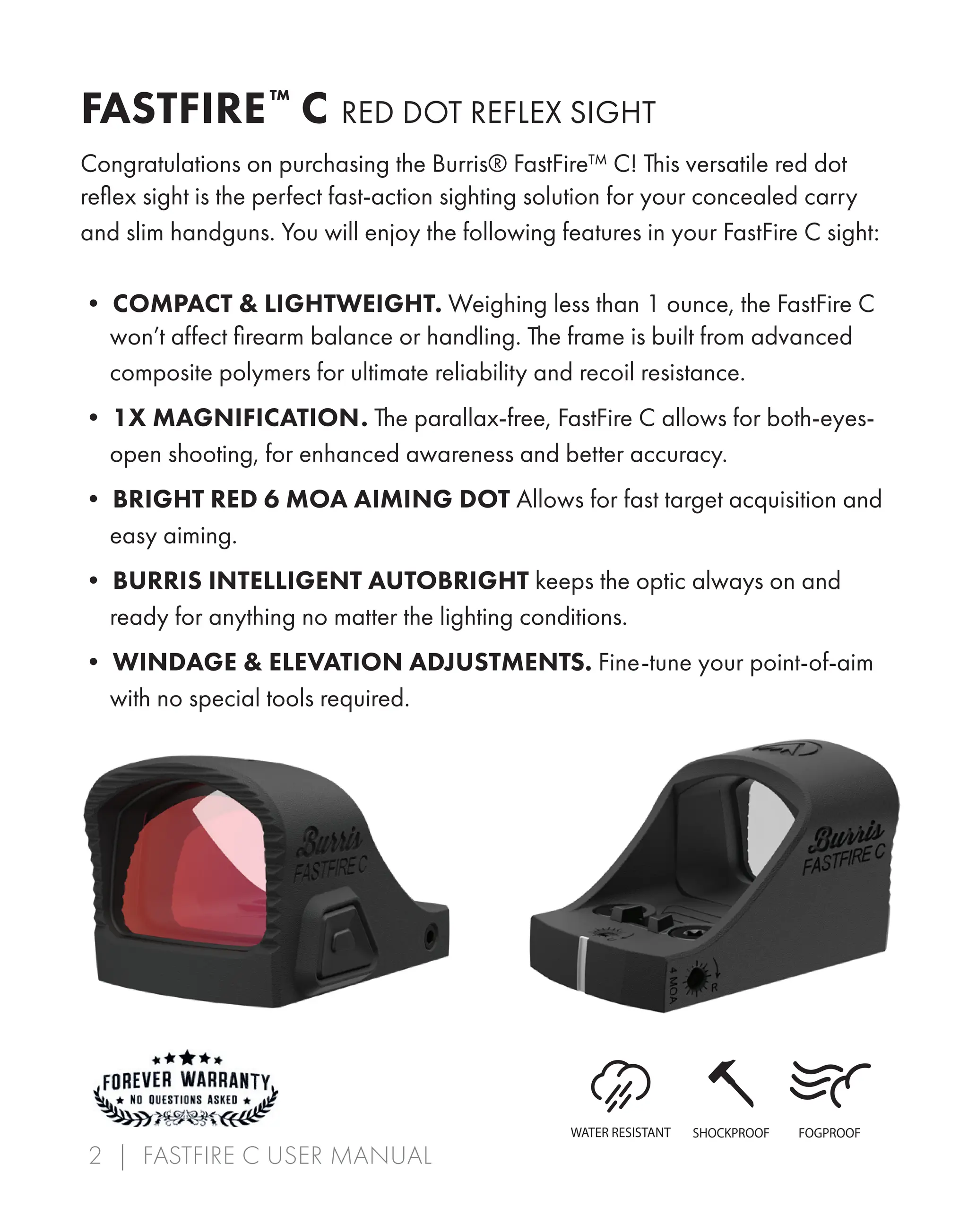 Instruction Manual | Burris Fastfire C | Optics Trade | PDF