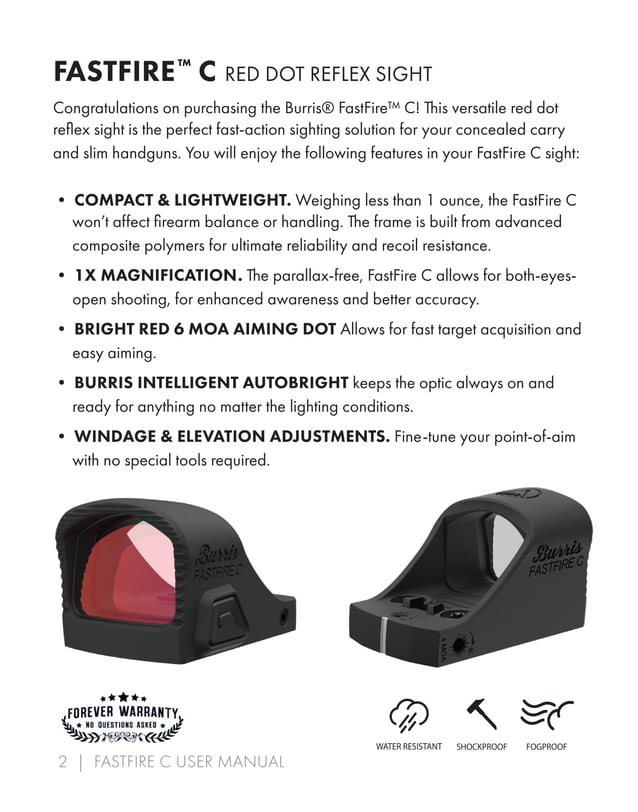 Instruction Manual | Burris Fastfire C | Optics Trade | PDF