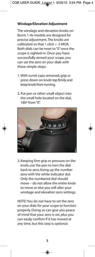 Instruction Manual | Burris Fullfield E1 RifleScopes | Optics Trade | PDF