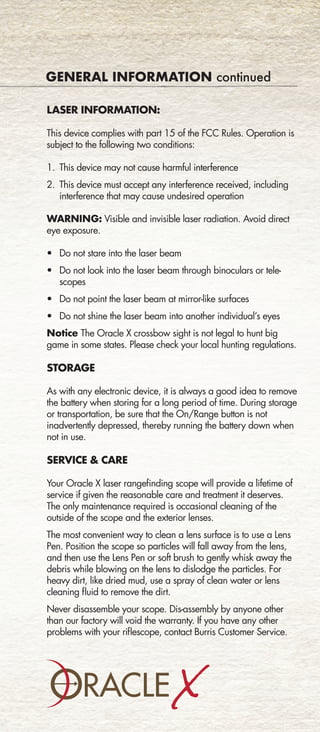 Instruction Manual | Burris Oracle X Rangefinder Crossbow Scope ...