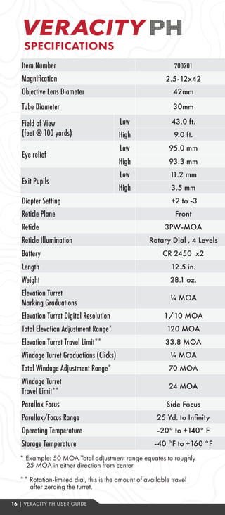 Instruction Manual | Burris Veracity PH Rifle Scopes | Optics Trade | PDF