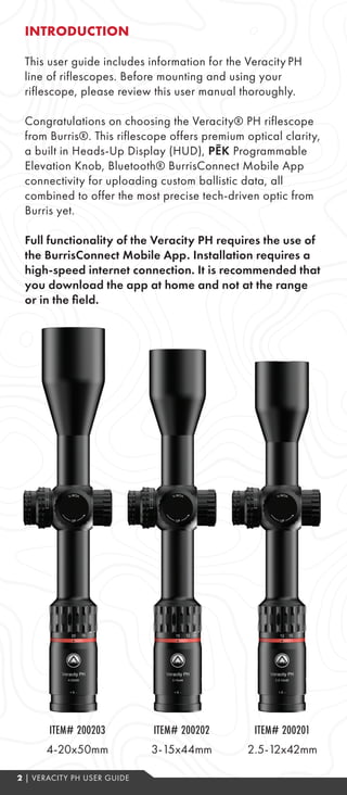 Instruction Manual | Burris Veracity PH Rifle Scopes | Optics Trade | PDF