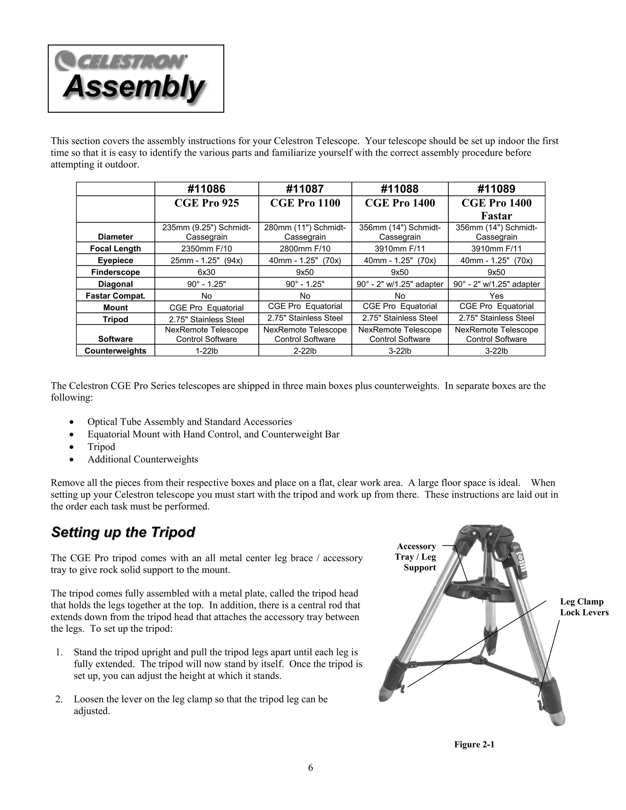 Instruction manual | Celestron CGE Pro Telescopes | Optics Trade | PDF