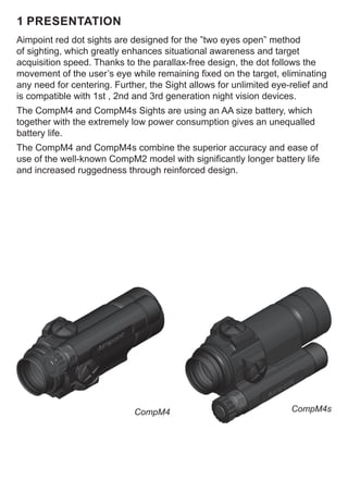 Instruction manual | Aimpoint CompM4 and CompM4s | Optics Trade | PDF