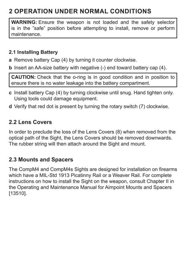 Instruction manual | Aimpoint CompM4 and CompM4s | Optics Trade | PDF