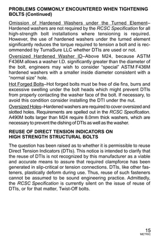 Instruction manual for installing high strength bolts with direct ...