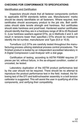 Instruction manual for installing high strength bolts with direct ...