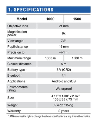 Instruction manual | Laser Ballistics Rangefinder Optics Trade | PDF