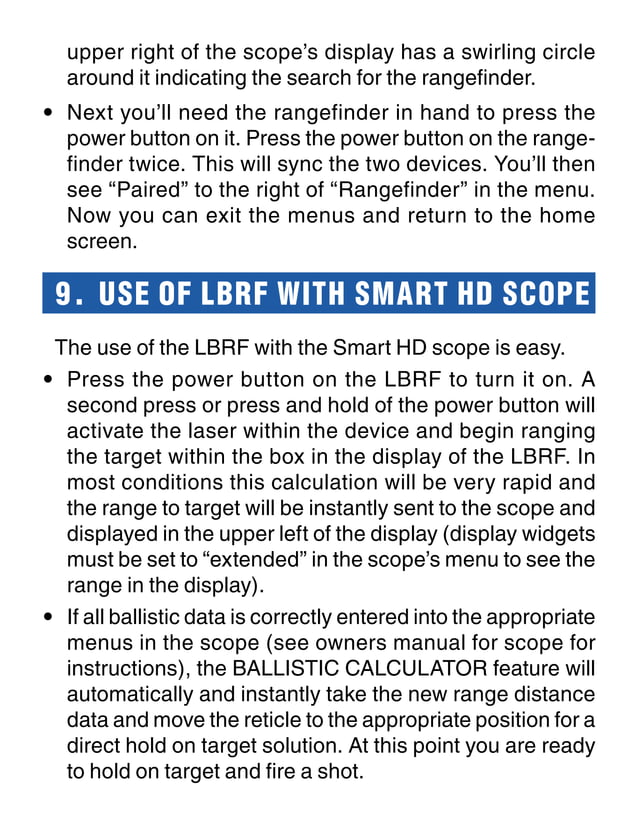 Instruction manual | Laser Ballistics Rangefinder Optics Trade | PDF