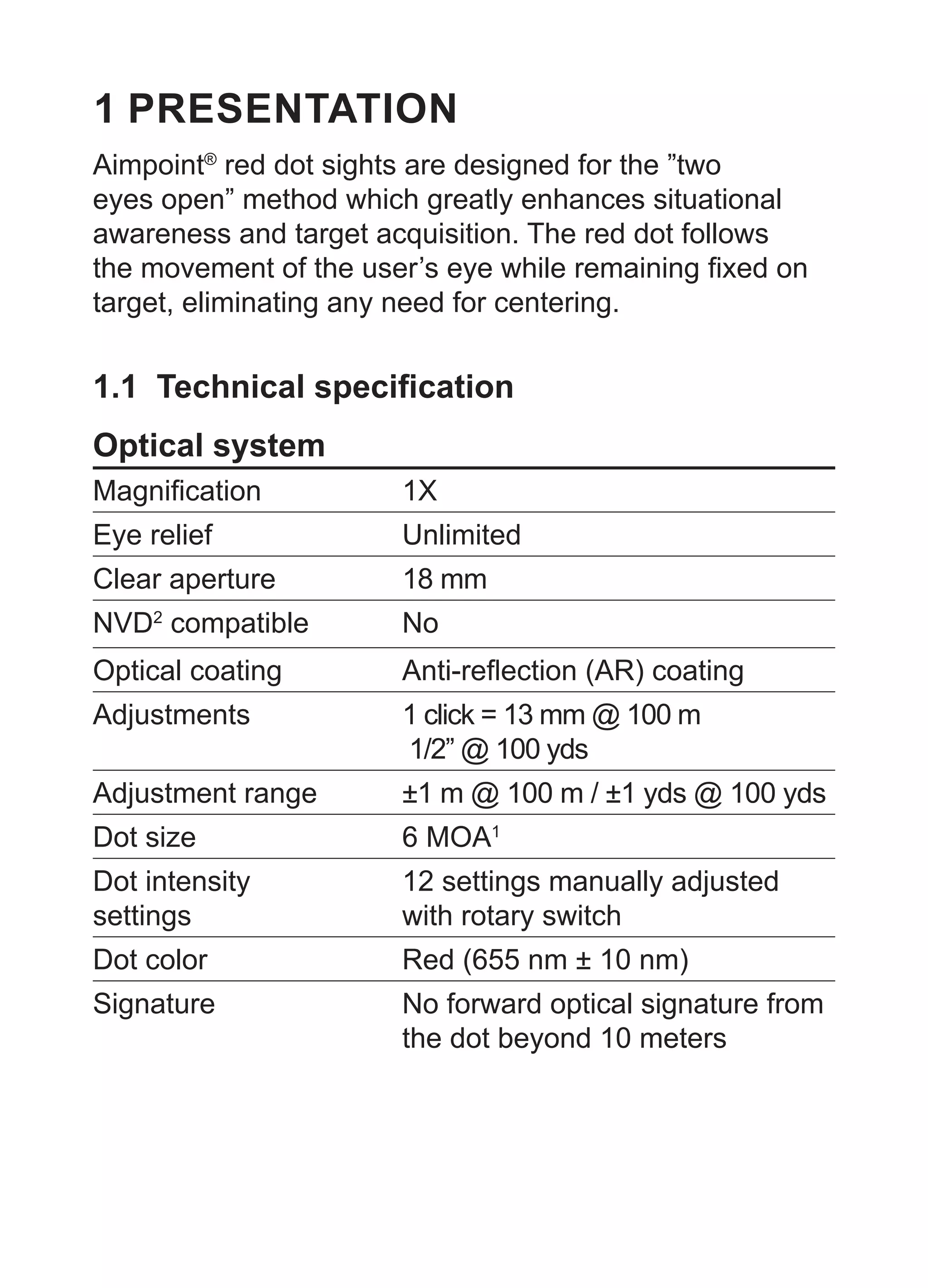 Instruction manual | Aimpoint Micro S-1 | Optics Trade | PDF | Arms ...