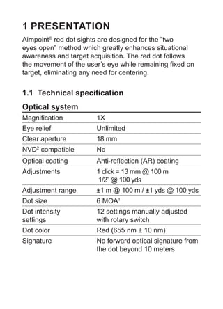 Instruction manual | Aimpoint Micro S-1 | Optics Trade | PDF | Arms ...