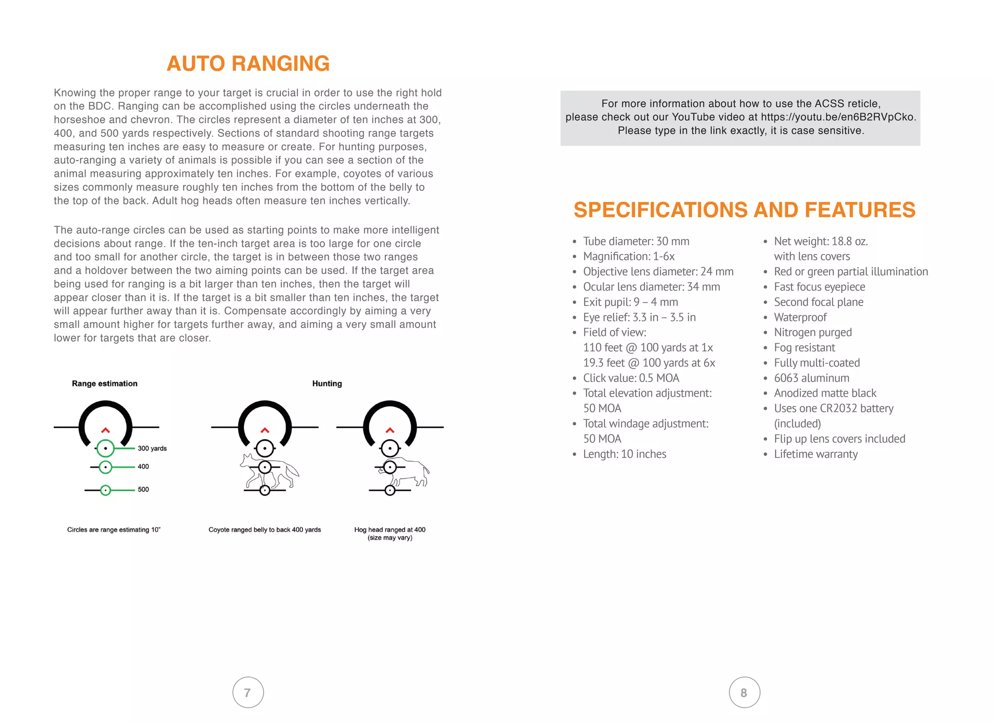 Instruction manual Primary Arms SLX6 1-6x24 SFP GEN III ACSS Predator | PDF