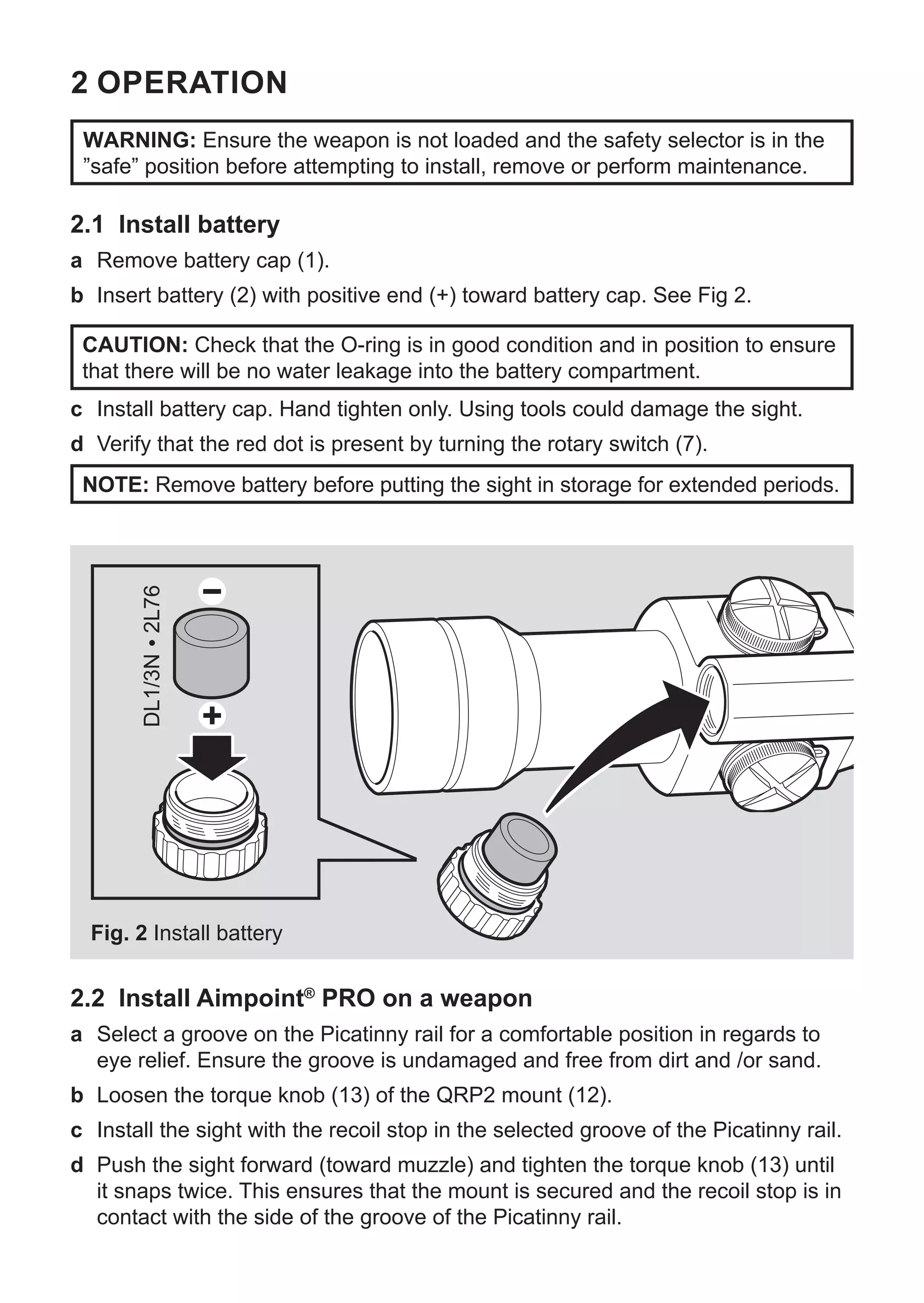 Instruction manual | Aimpoint PRO | Optics Trade | PDF