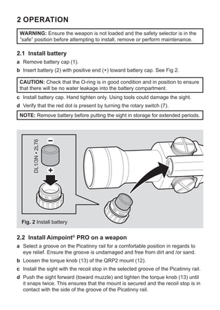 Instruction manual | Aimpoint PRO | Optics Trade | PDF | Arms ...