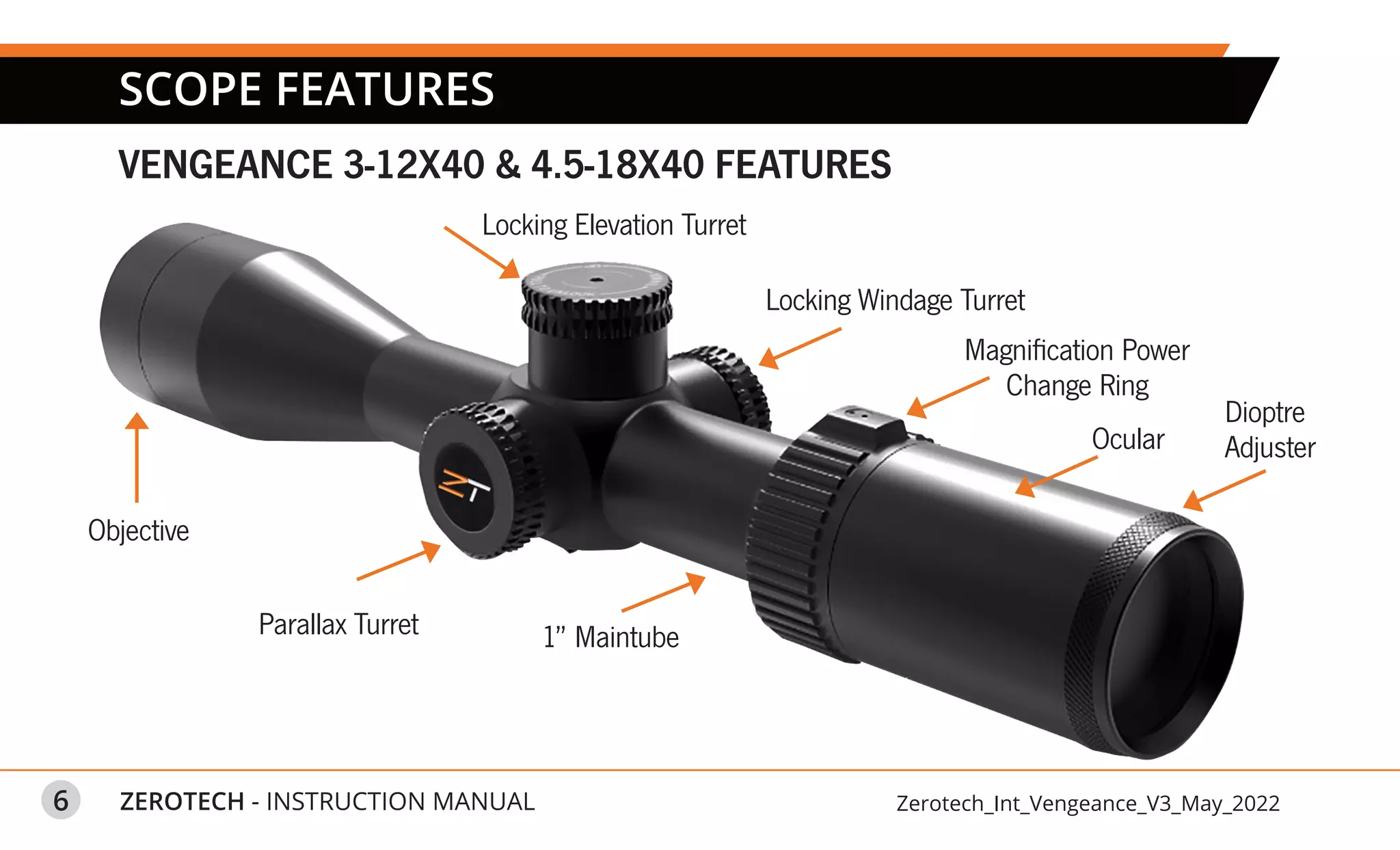 Instruction Manual | ZeroTech Vengeance Riflescopes | Optics Trade | PDF