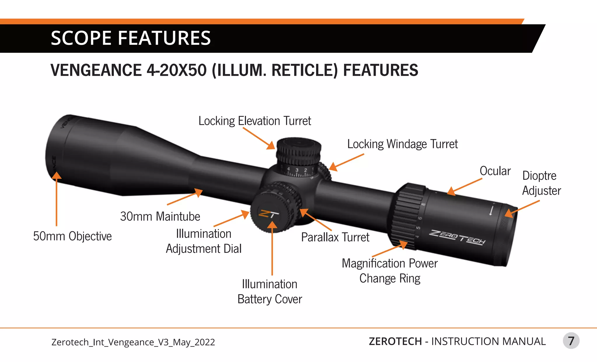 Instruction Manual | ZeroTech Vengeance Riflescopes | Optics Trade | PDF