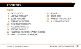 Instruction Manual | ZeroTech Vengeance Riflescopes | Optics Trade | PDF