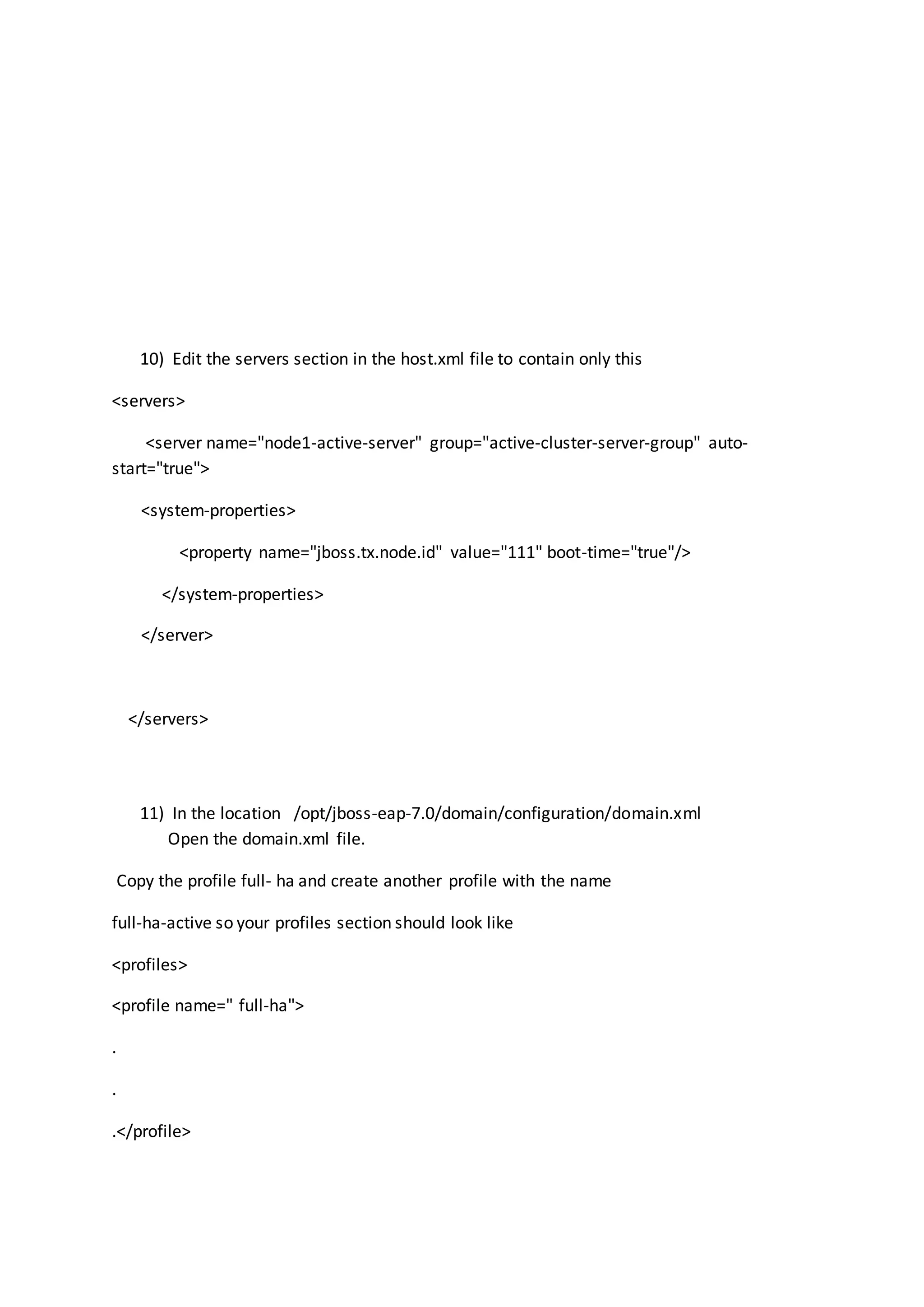 Instruction on creating a cluster on jboss eap environment | DOCX