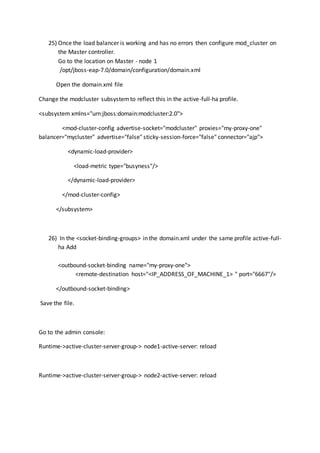Instruction on creating a cluster on jboss eap environment | DOCX