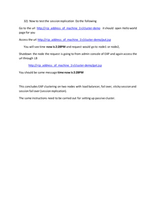 Instruction on creating a cluster on jboss eap environment | DOCX