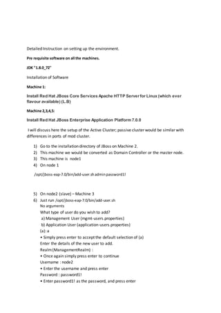 Instruction on creating a cluster on jboss eap environment | DOCX
