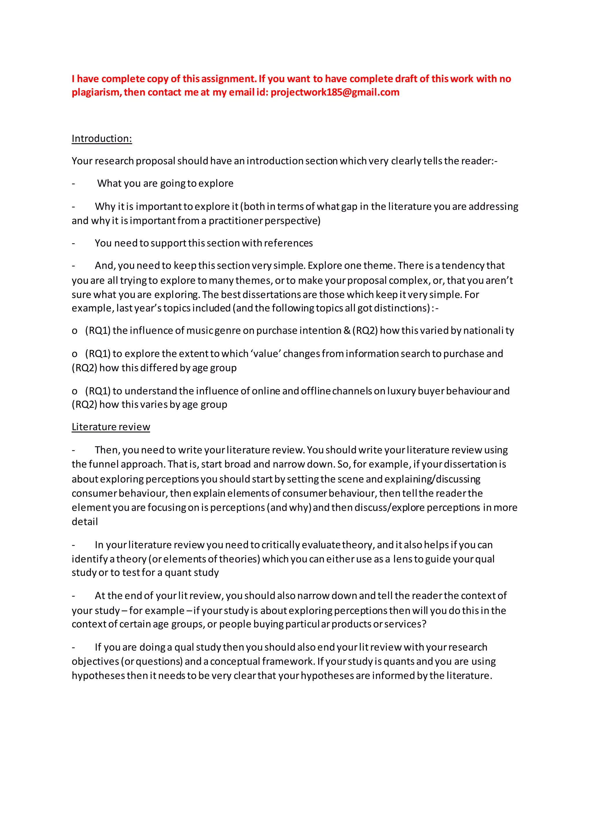 MBA Marketing Full Thesis | DOCX