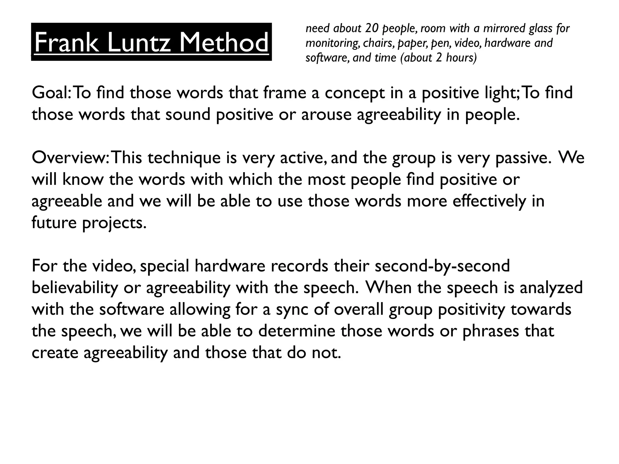 Instructions for the Rapaille & Luntz Method | PPT