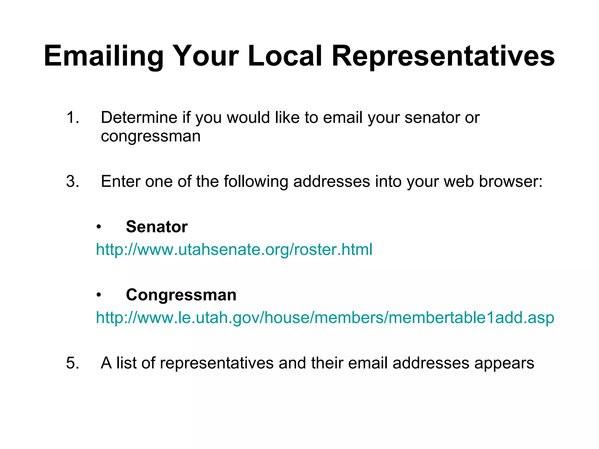 Email Your Local Representatives | PPT