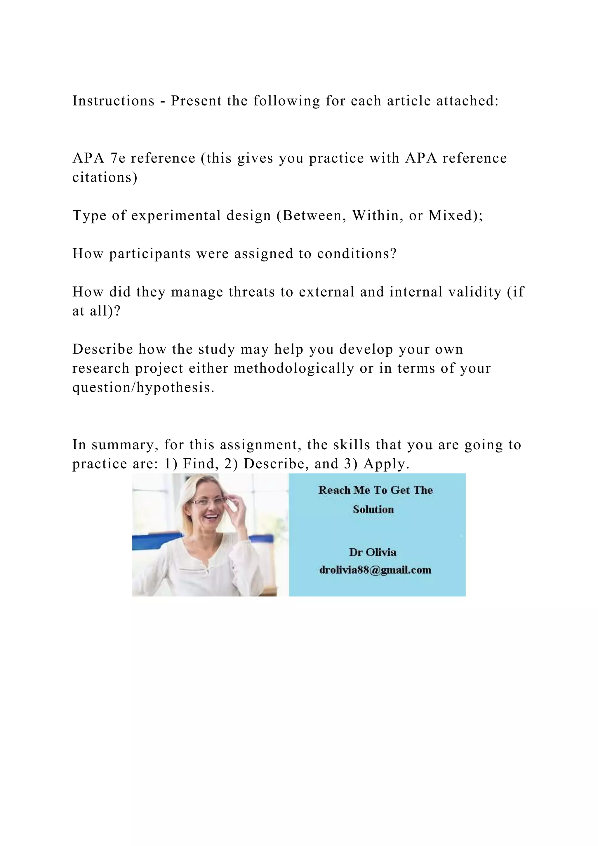 Instructions - Present the following for each article attached.docx