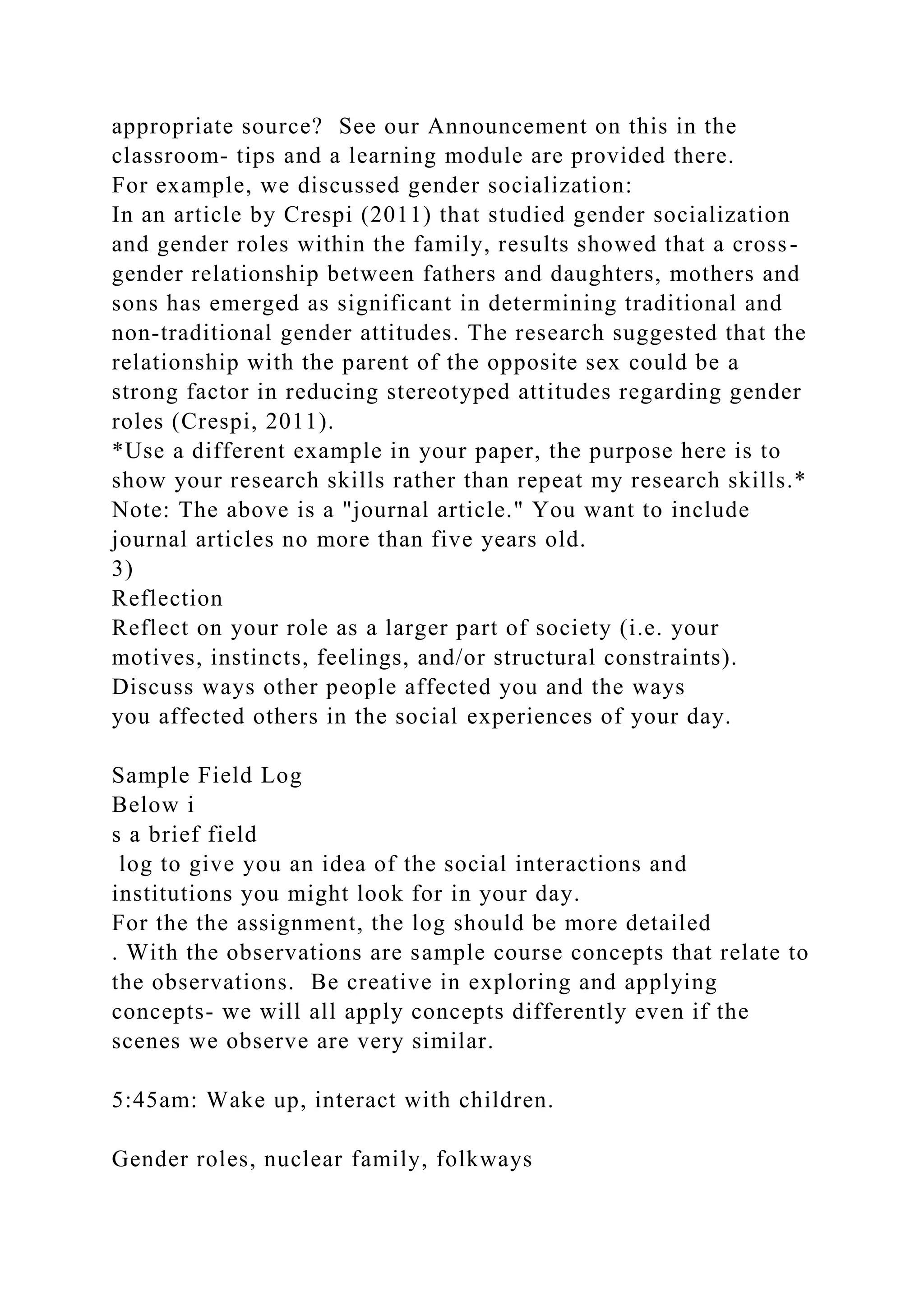 Instructions1) ObservationCreate a field log (example). .docx