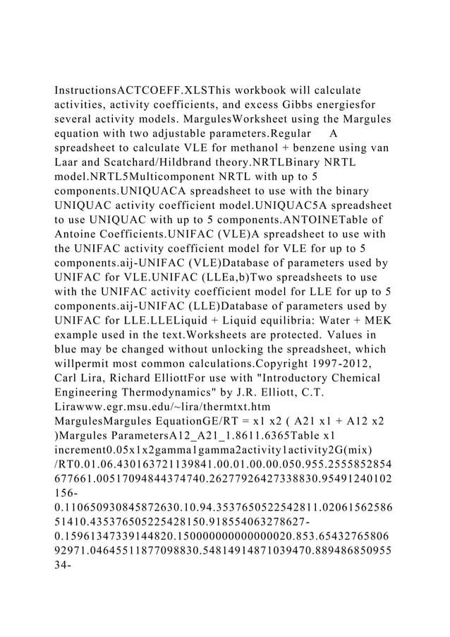 InstructionsACTCOEFF.XLSThis workbook will calculate activities, a.docx