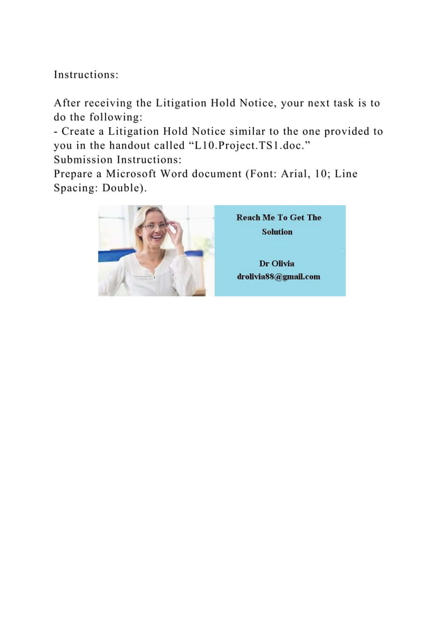 InstructionsAfter receiving the Litigation Hold Notice, your ne.docx