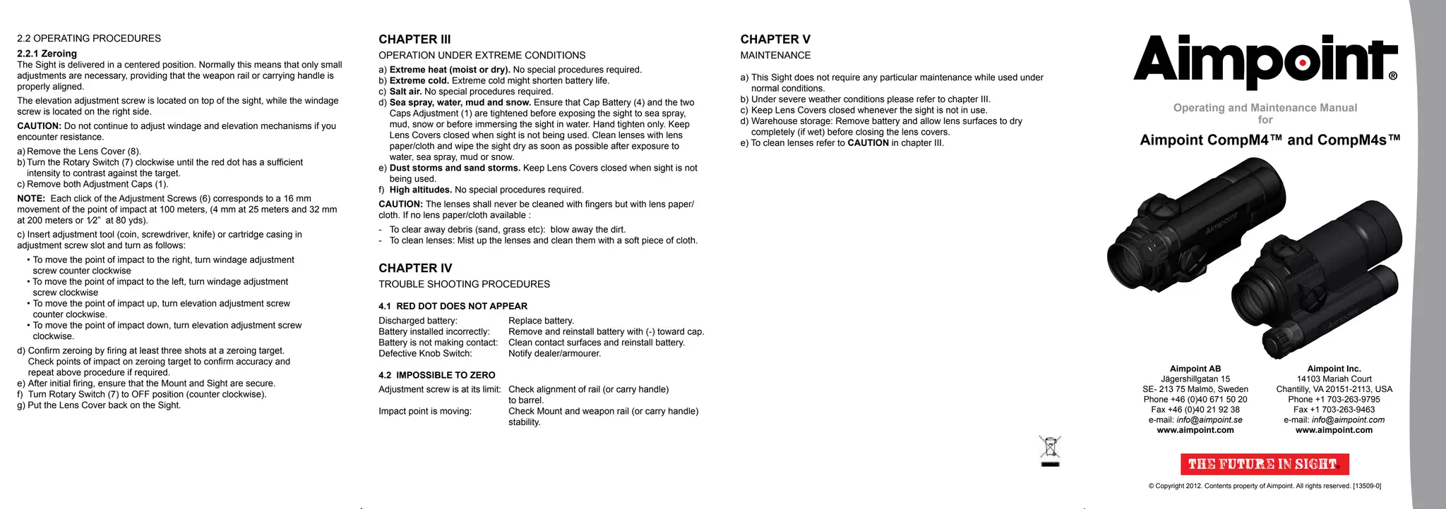 Instructions AIMPOINT CompM4, CompM4s | Optics Trade | PDF