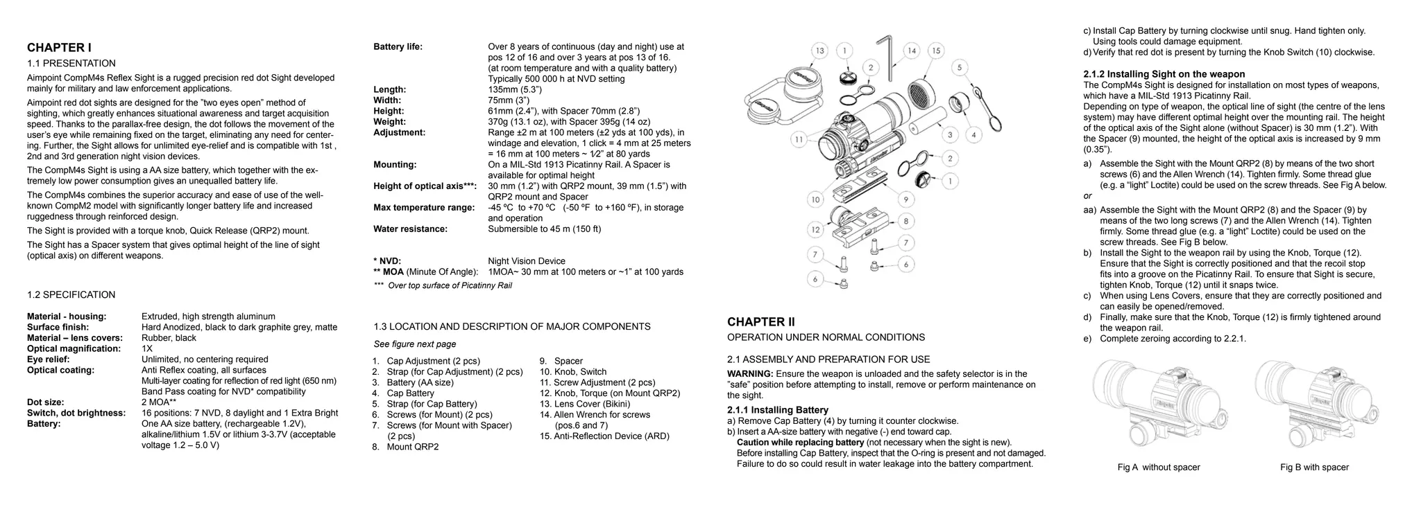 Instructions AIMPOINT CompM4s, QRP2, Spacer & killFlash | Optics Trade ...