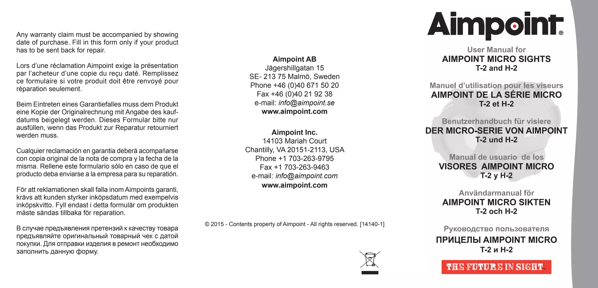 Instructions AIMPOINT Micro H-2 | Optics Trade | PPT