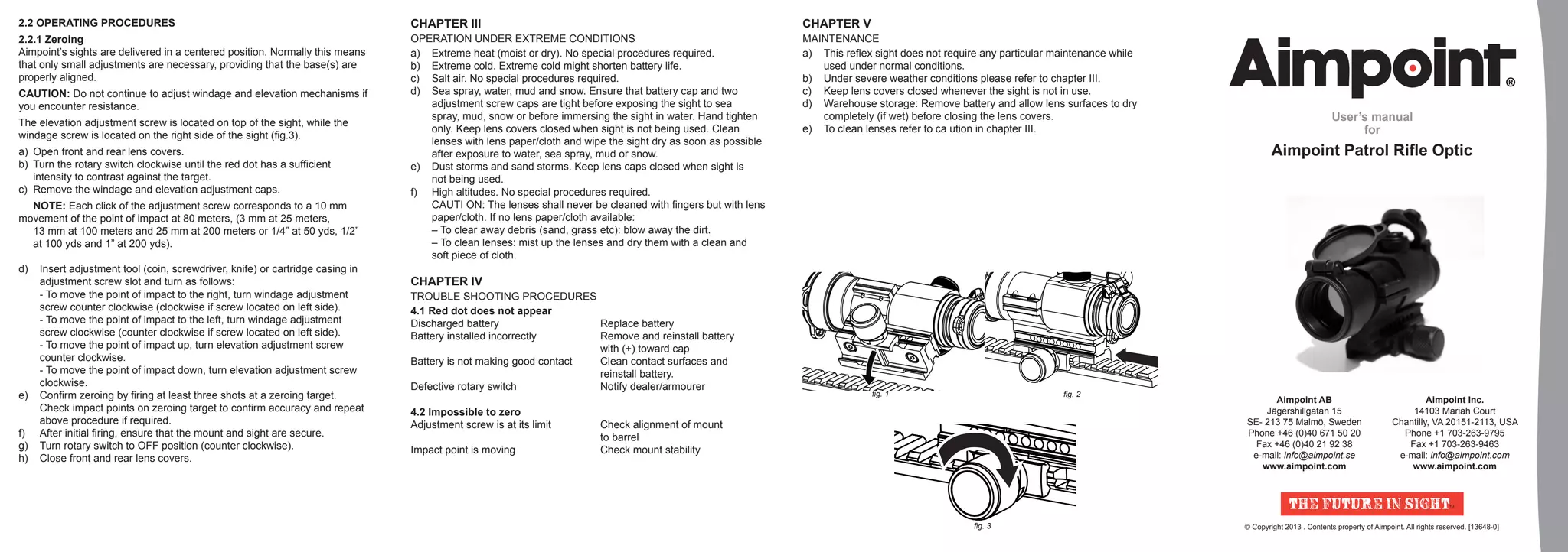 Instructions AIMPOINT Patrol Rifle Optic | Optics Trade | PDF