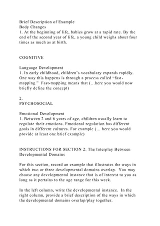 INSTRUCTIONS AND SAMPLE ENTRIES FOR YOUR CHILD DEVELOPMENT CHART.docx ...