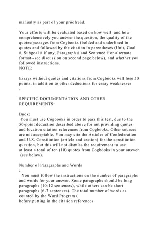 Instructions and Study Question for Essay TestFor the essay .docx