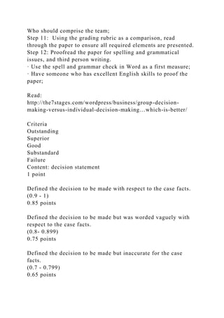 InstructionsAssignment 2 Individual vs. Group Decision Makin.docx