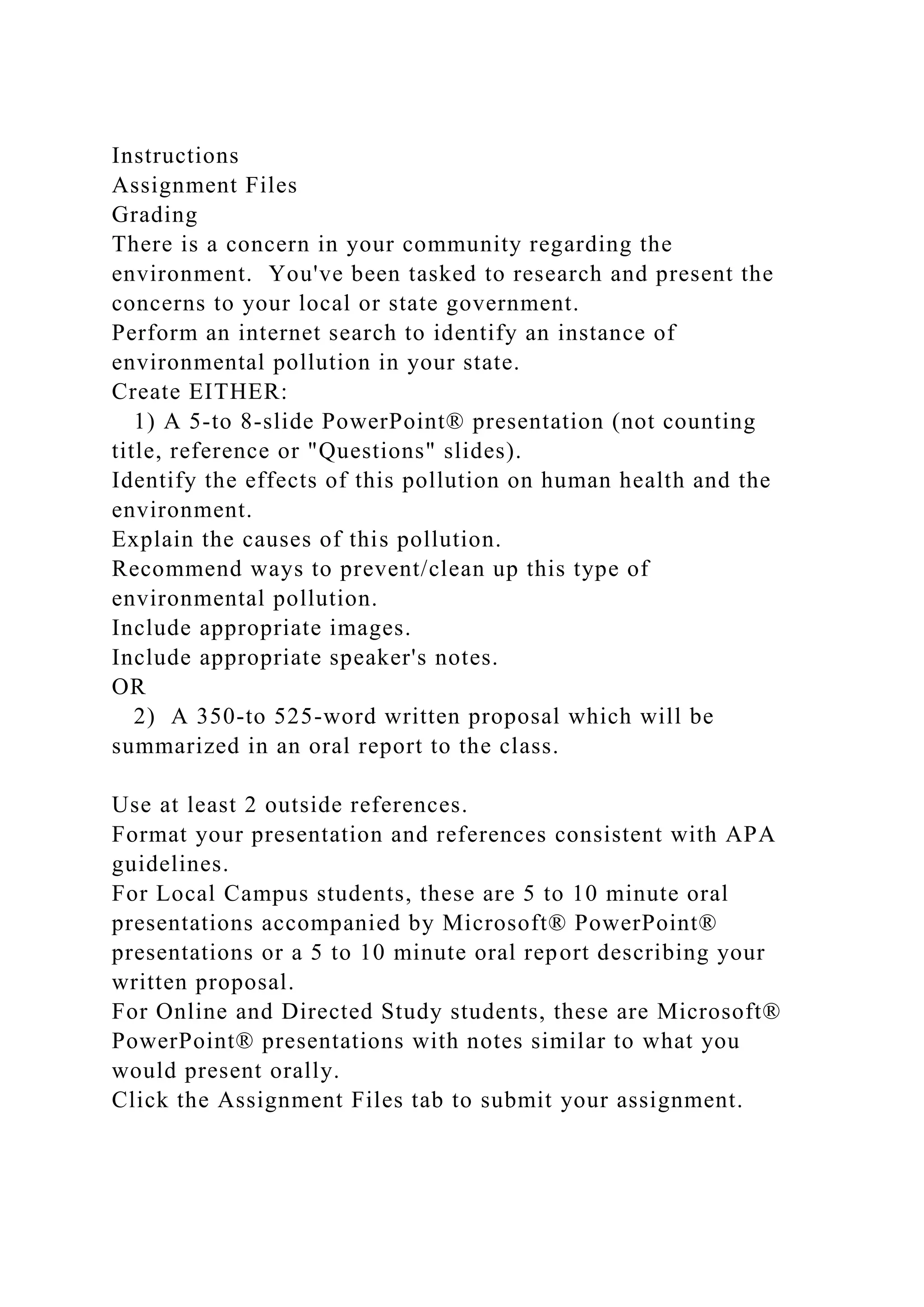 InstructionsAssignment FilesGradingThere is a concern in your .docx