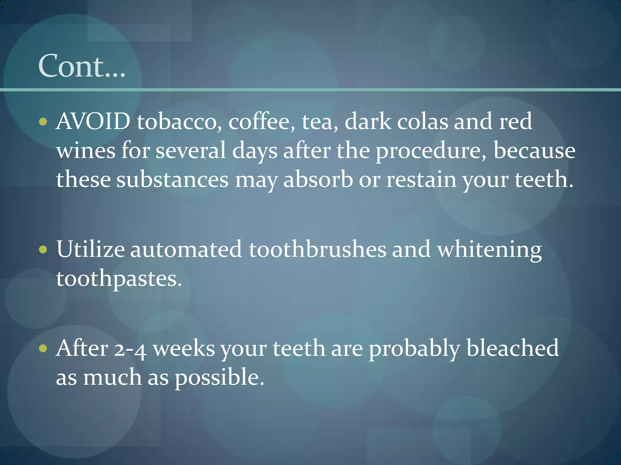 Instructions before & after bleaching | PPTX | Dental Health | Diseases ...
