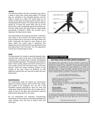 Instructions BUSHNELL Spacemaster Spotting Scopes | Optics Trade | PDF